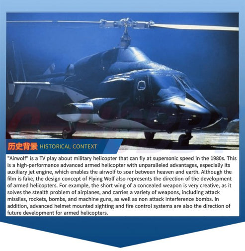 Airwolf 500 Size Helicopter Scale 6CH RC Helicopter GPS with H1 Flight ...