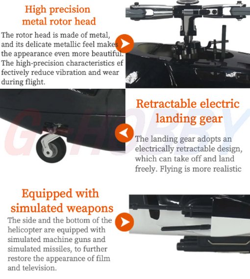 Airwolf 500 Size Helicopter Scale 6CH RC Helicopter GPS with H1 Flight ...